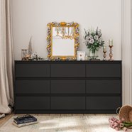 Timechee 63'' W Dresser White Chest Srorage Cabinet Lacquer Drawers ...