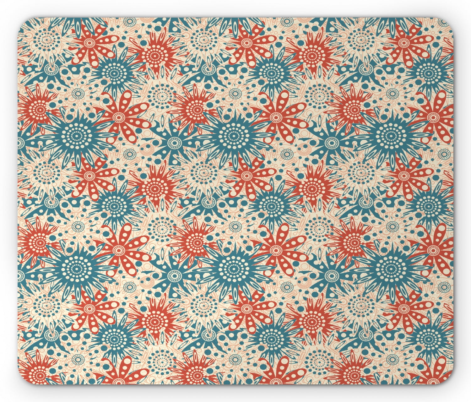 Red and Blue Mouse Pad, Hippie Summer Theme with Youthful Field in ...