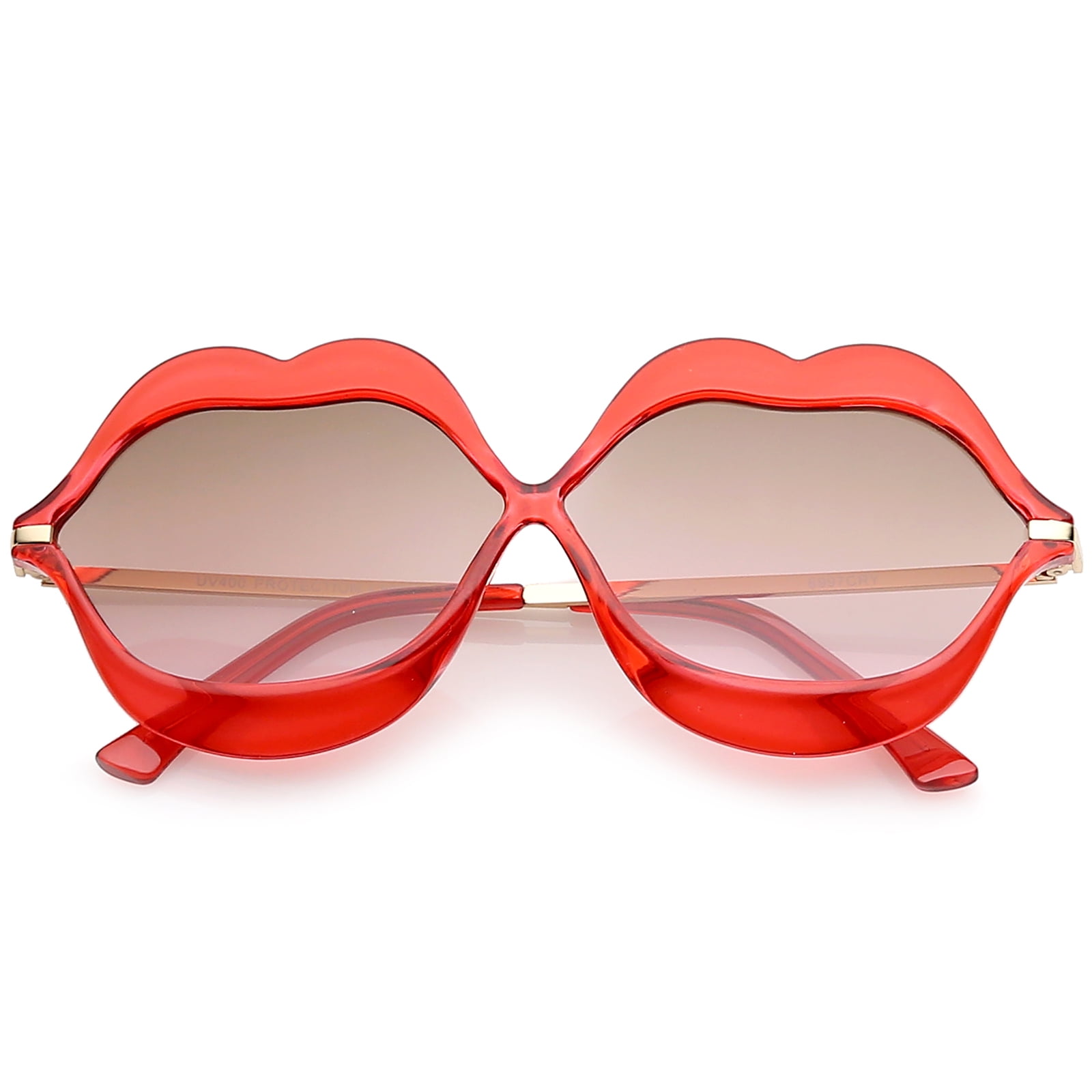 Oversize Transparent Lip Shape Frame Metal Temples Gradient Lens ...