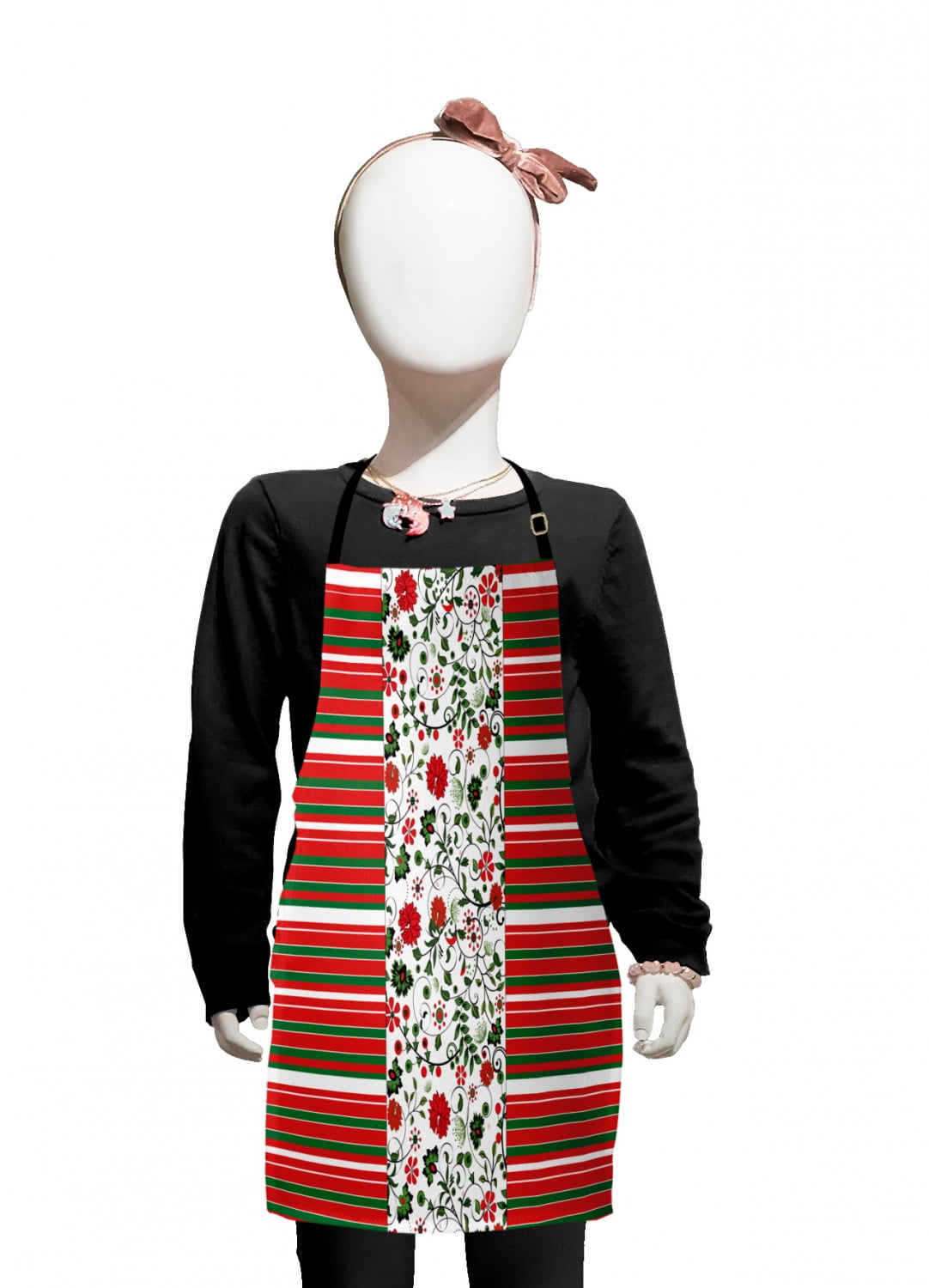 Christmas Kids Apron, Seasonal Traditional Colors Horizontal Stripes ...
