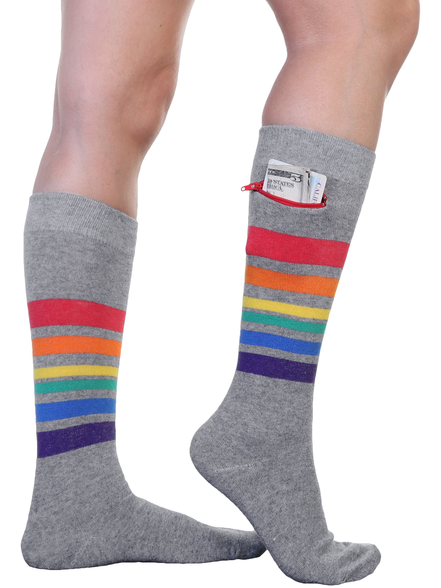 Angelina Unisex Crew Socks with Zipper Pocket (2-Pairs) - Walmart.com
