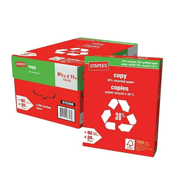 FSC-Certified 30% Recycled Copy Paper - 20 lb. - 8.5" x 11" - White ...