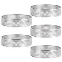5Pcs Circular Tart Rings, Stainless Steel, 9cm Cake Mould with Holes ...