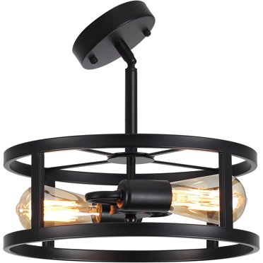 Possini Euro Design Industrial Rustic Farmhouse Ceiling Light Semi ...