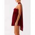 Burgundy Strapless Mini Dress With Choker Scarf, Ruched Bust And A-Line ...