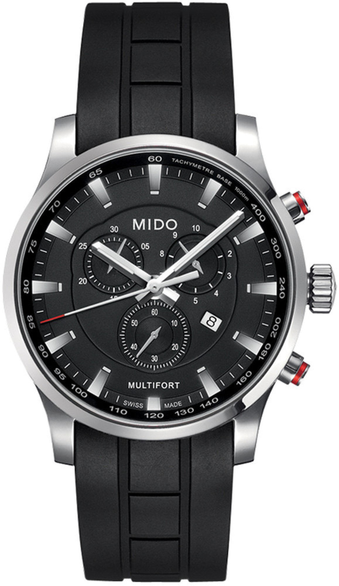 Mido - Mido Multifort Chronograph Black Dial Black Rubber Mens Watch ...