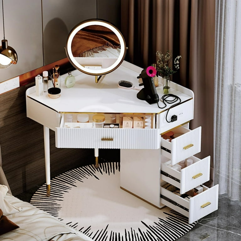 Vanity dressing table with swivel cabinet store