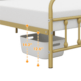 Alden Design Full Size Metal Platform Bed Frame with High Headboard ...