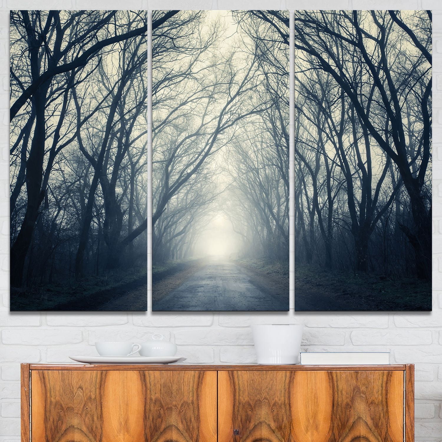 Click here for Designart Design Art Dark Autumn Forest In Fog Mod... prices