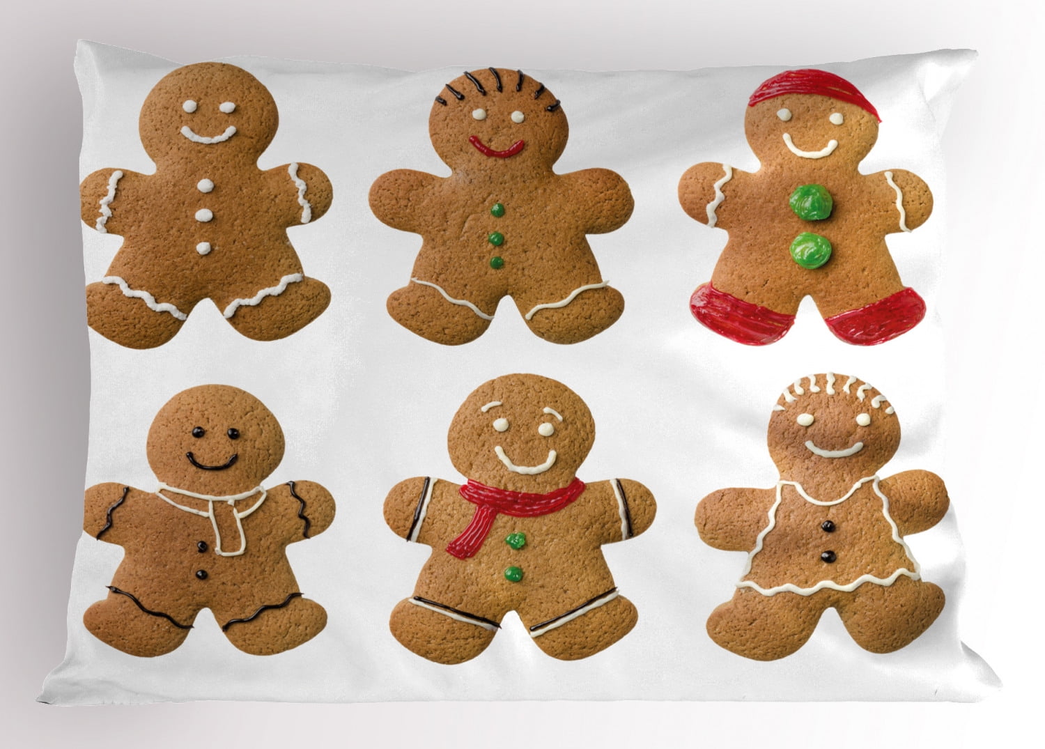 Gingerbread Man Pillow Sham Vivid Homemade Biscuits Sugary Xmas Treats ...