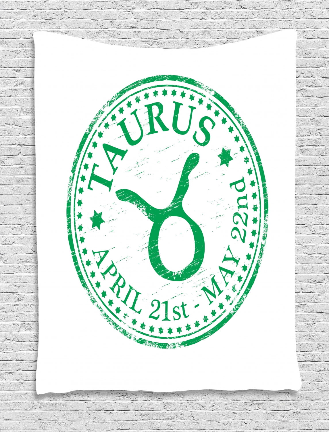 Zodiac Taurus Tapestry, Grunge Looking Graphic Rubber Stamp Design ...