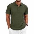 Bxsruta Men's Casual Textured Knit Polo Shirt Short Sleeve Button Front ...