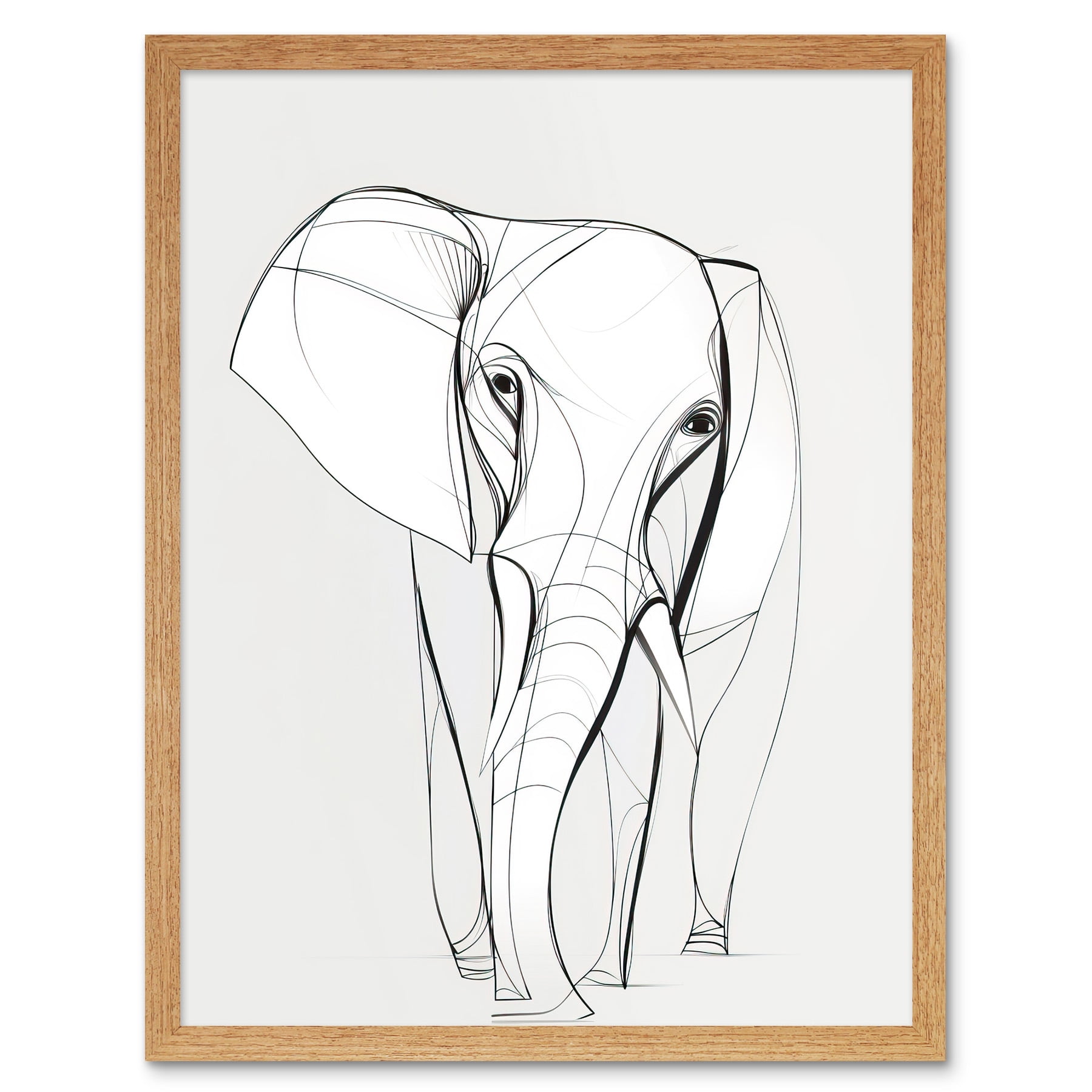 Elephant Minimal Line Simple Drawing Illustration Art Print Framed ...