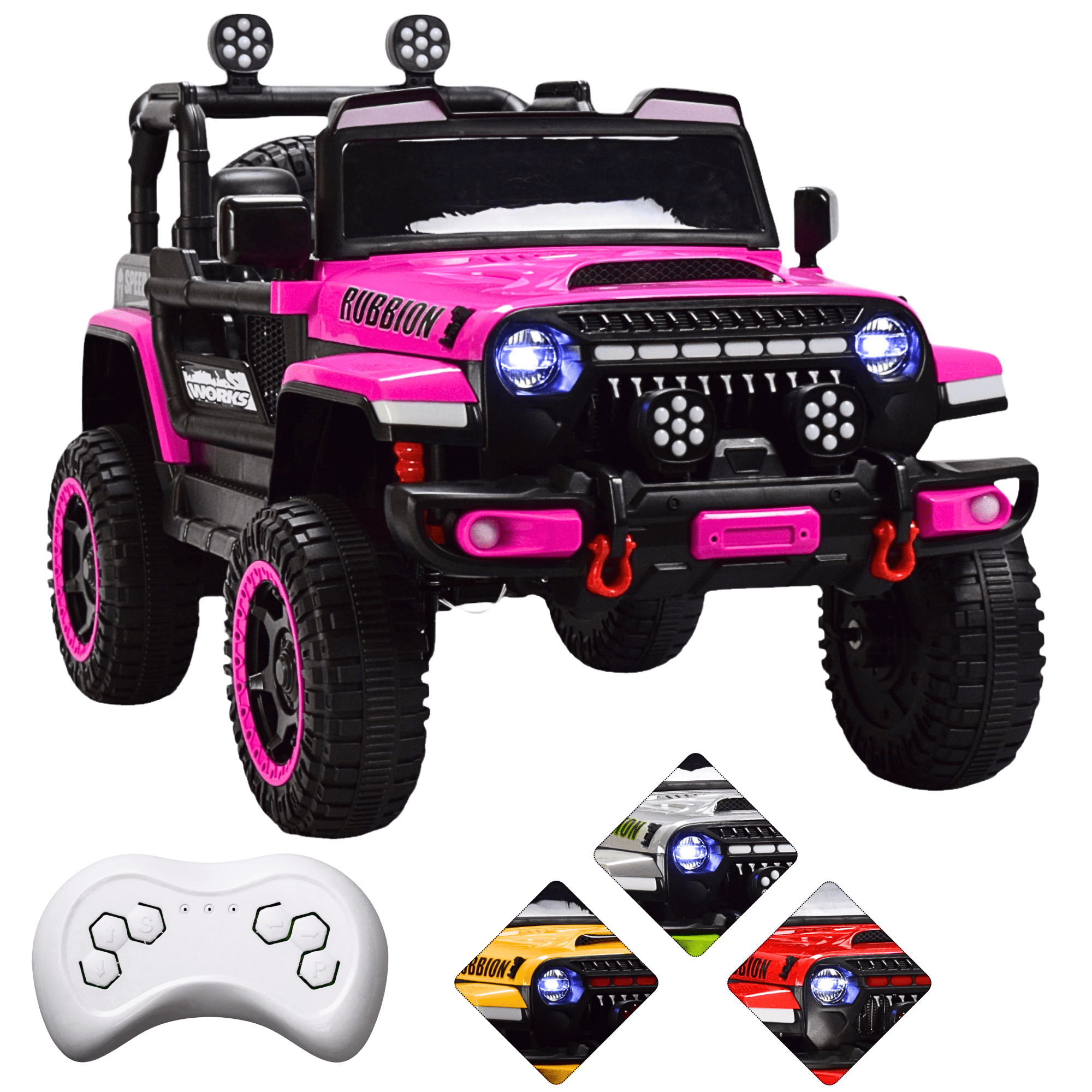 Montable Electrico Camioneta Para Niños Control Remoto Luz 12v - Rosa ...