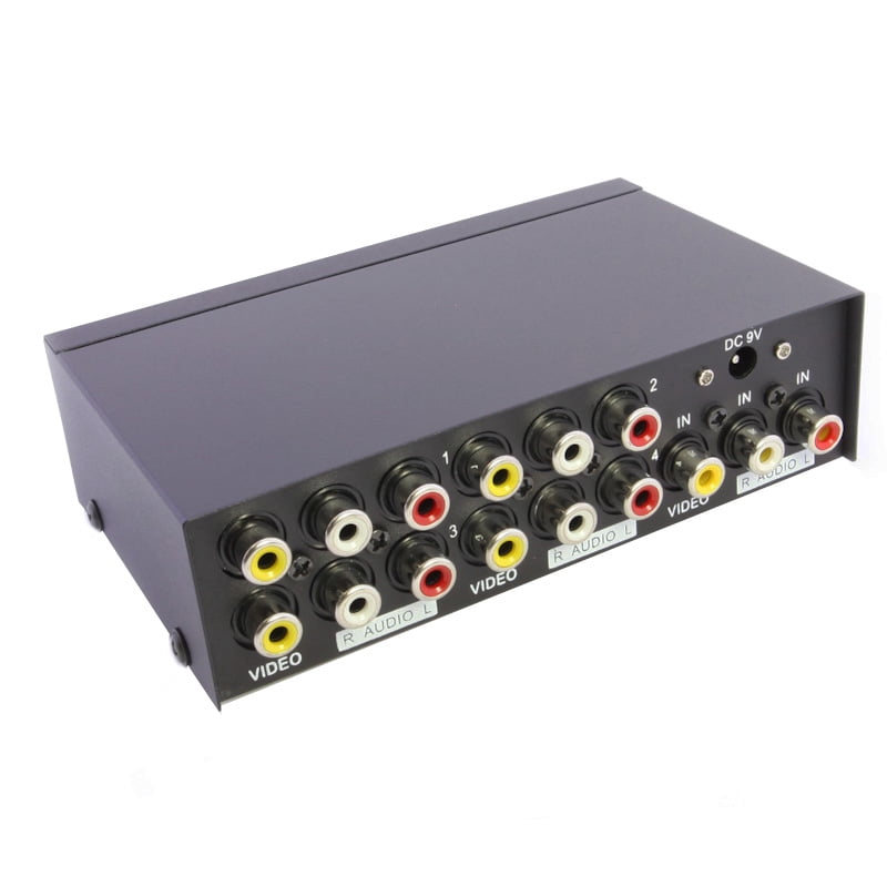axGear 4 Port RCA Video Audio AV 1 In 4 Out TV Splitter Box 1 to 4 ...