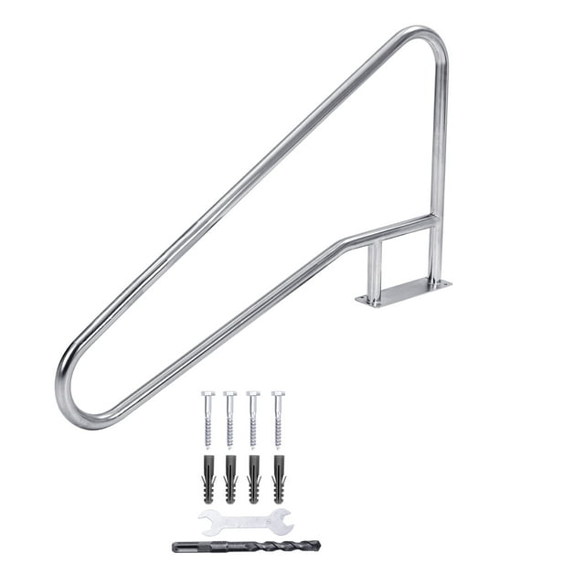 DSSTYLES Pool Handrail, 55 x 32 Swimming Pool Stair Rail, 304 Stainless ...