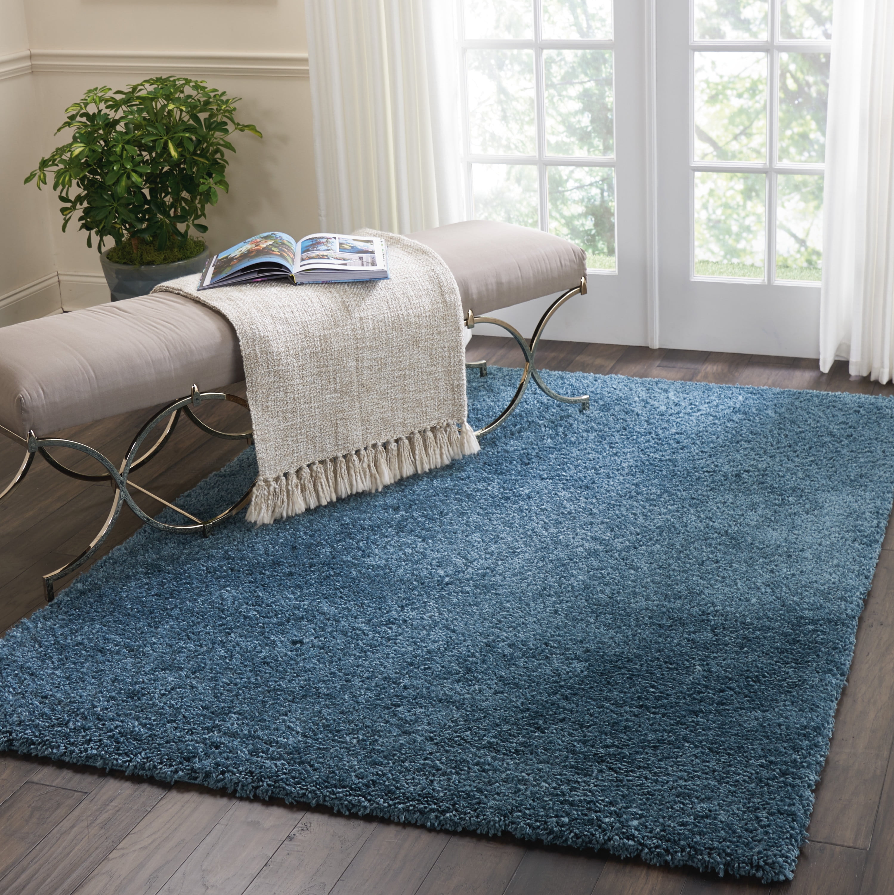 Malibu Shag Solid Blue Area Rug - Walmart.com