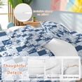 Blue Checkered Rustic Floral Full Size Bed Set,Wave Point on Square ...