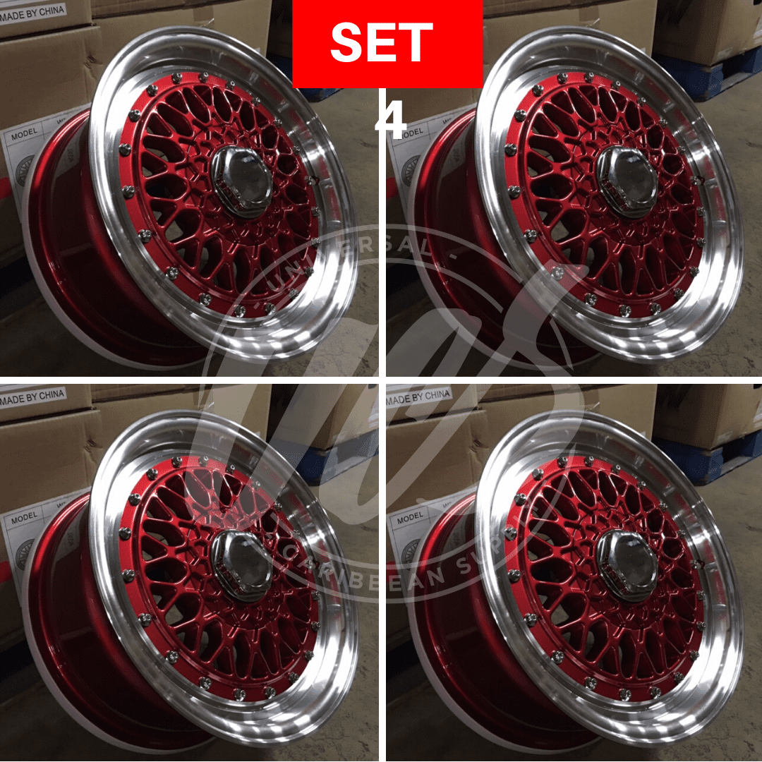 NEW 15 Inch X 7 Alloy Wheels Rims Bolt Pattern 4x100 114 3 Red Machined