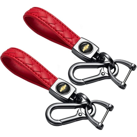 2 Pack Genuine Leather Car Logo Keychain Keyring Accessories for ...