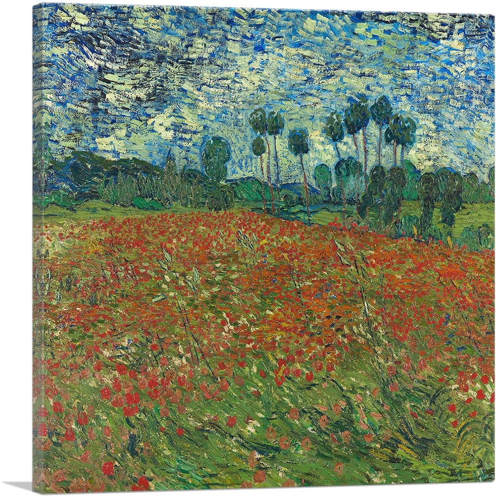 ARTCANVAS Poppy Field 1890 Canvas Art Print by Vincent Van Gogh - Size ...