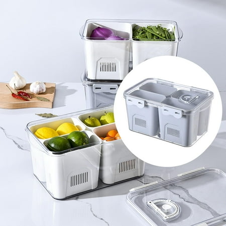 Box Colander Bin Fridge Organizer Stackable Container Grey 4 Inner ...