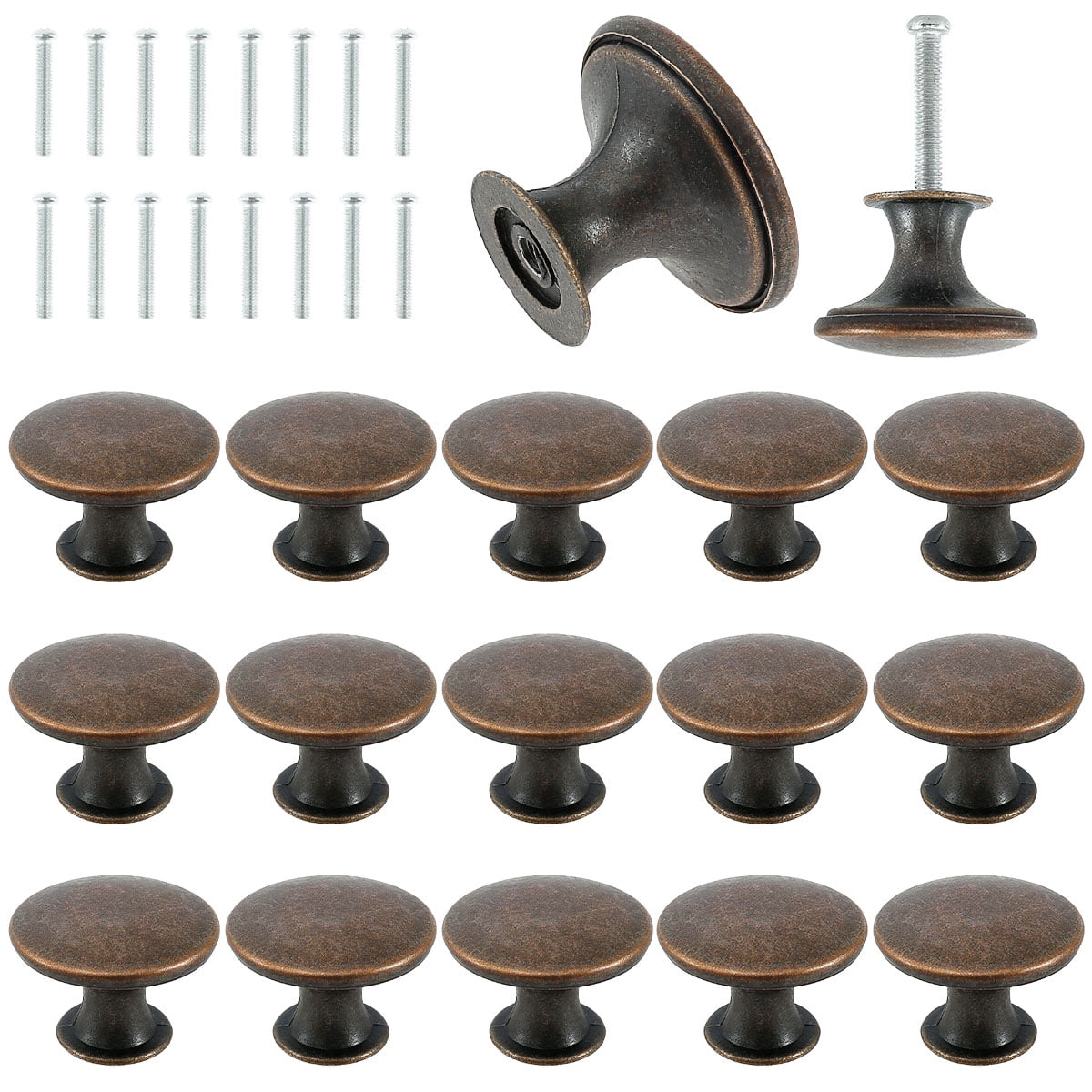 CIVG 16pcs Retro Cabinet Knobs Round Mushroom Cupboard Door Pull Knob ...