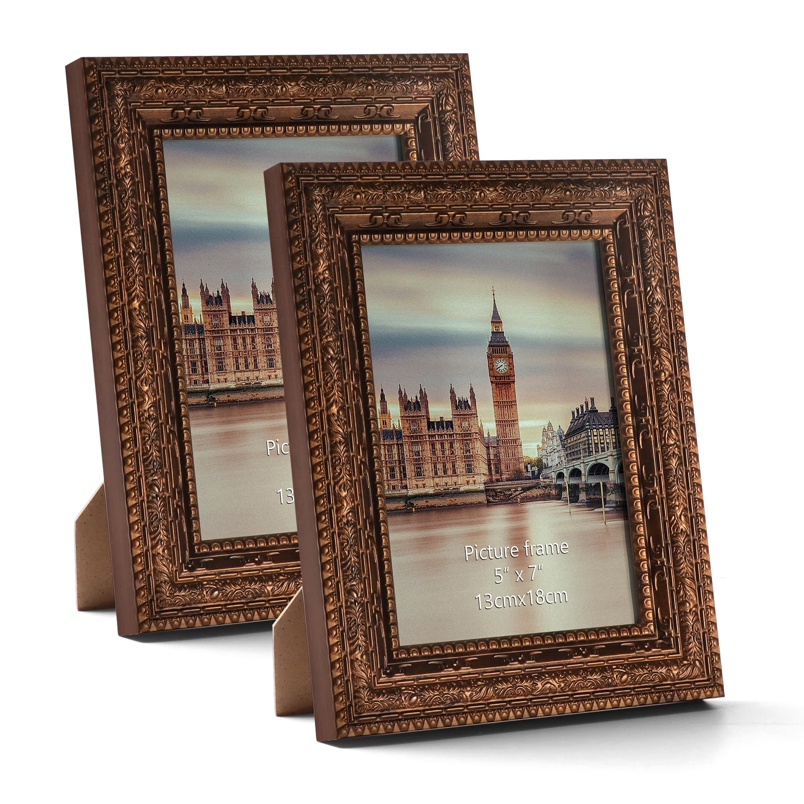 5x7 Antique Picture Frames Set of 2, Photo Frame for Wall or Tabletop ...