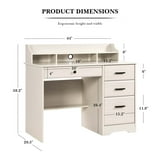 4 EVER WINNER Study Table, Wooden Writing Desk with 4 Drawers, Hutch ...