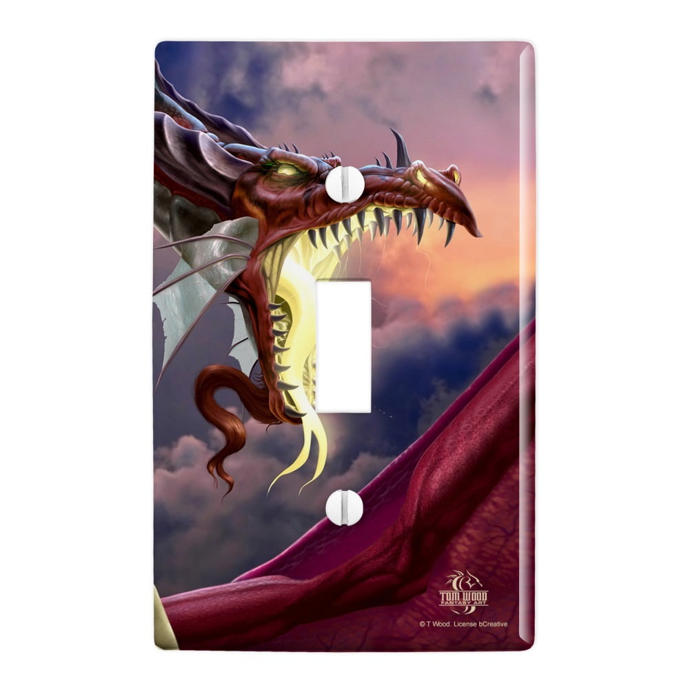 Fantasy Fire Breathing Dragon Flame On Plastic Wall Decor Toggle Light ...