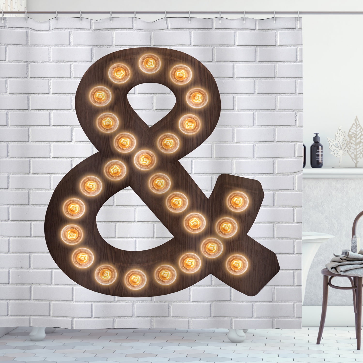 Ambesonne Symbol Shower Curtain, Ampersand Punctuation Mark, 69"Wx84"L ...