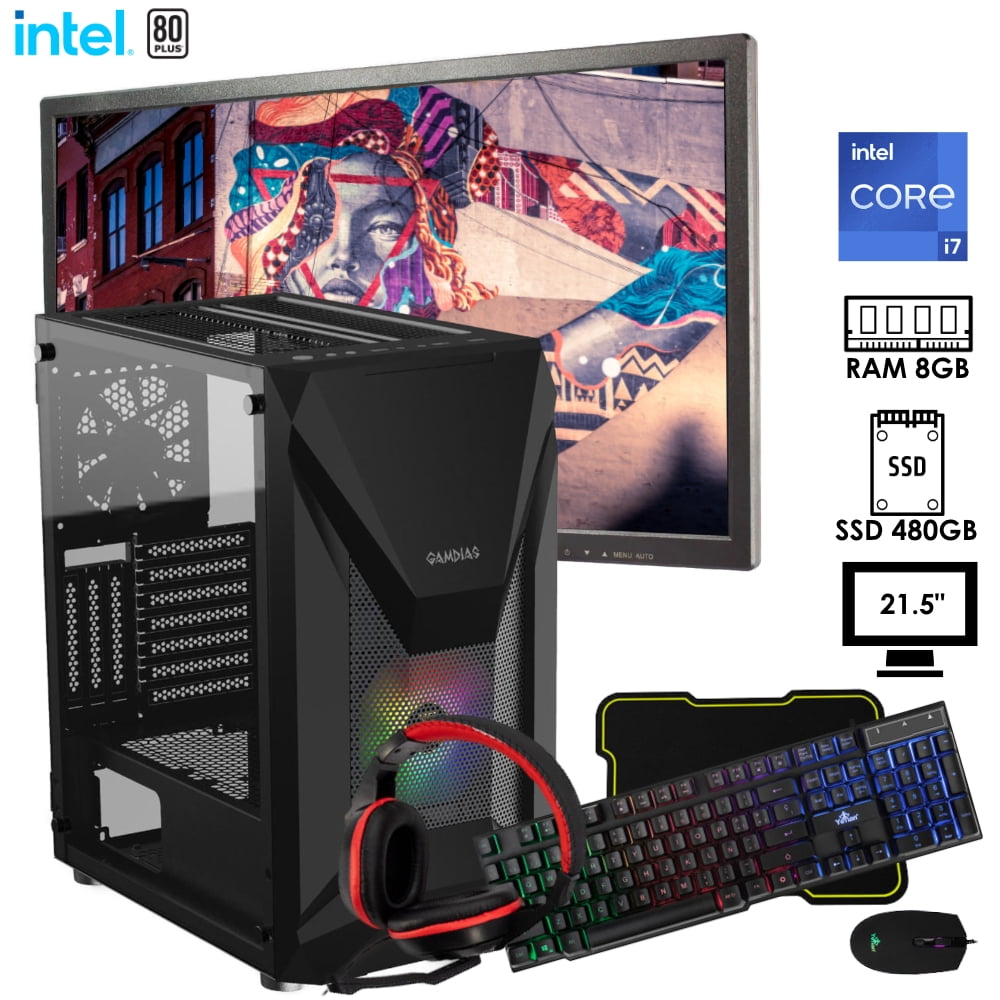 PC gamer i7 12700 Intel SSD 480GB RAM 8GB kit gamer monitor 21.5 ...