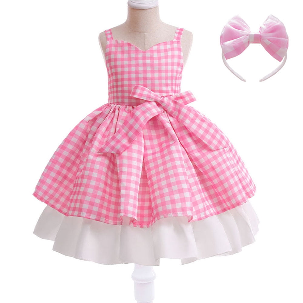 Girls Pink Costume Sleeveless Dress Movie Cosplay Costumes Kids Party ...