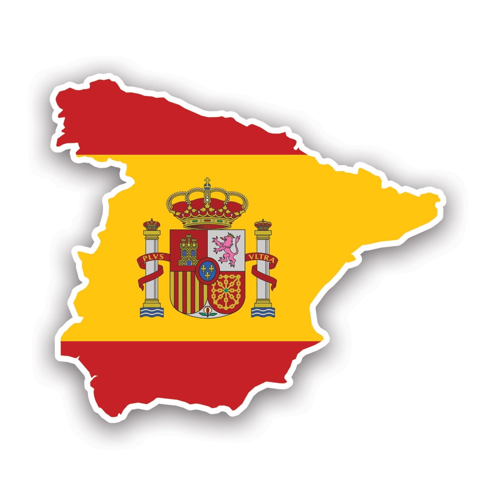 Spain Shaped Spanish Flag Sticker Decal - Self Adhesive Vinyl ...