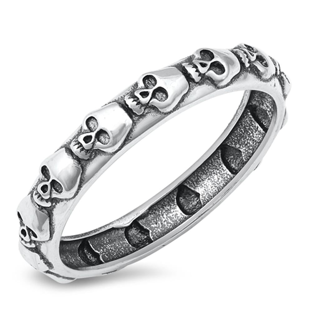 Eternity Skull Immortality Ring .925 Sterling Silver Band Jewelry ...