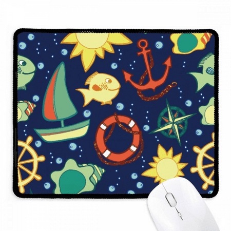 Navigation Fish Boat Colourful Ocean Mousepad Stitched Edge Mat Rubber ...