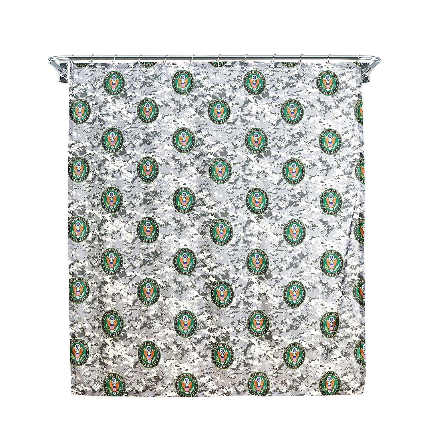 Us Army Camouflage Shower Curtain 72 X 72 Inches Green Logo Fabric Camo