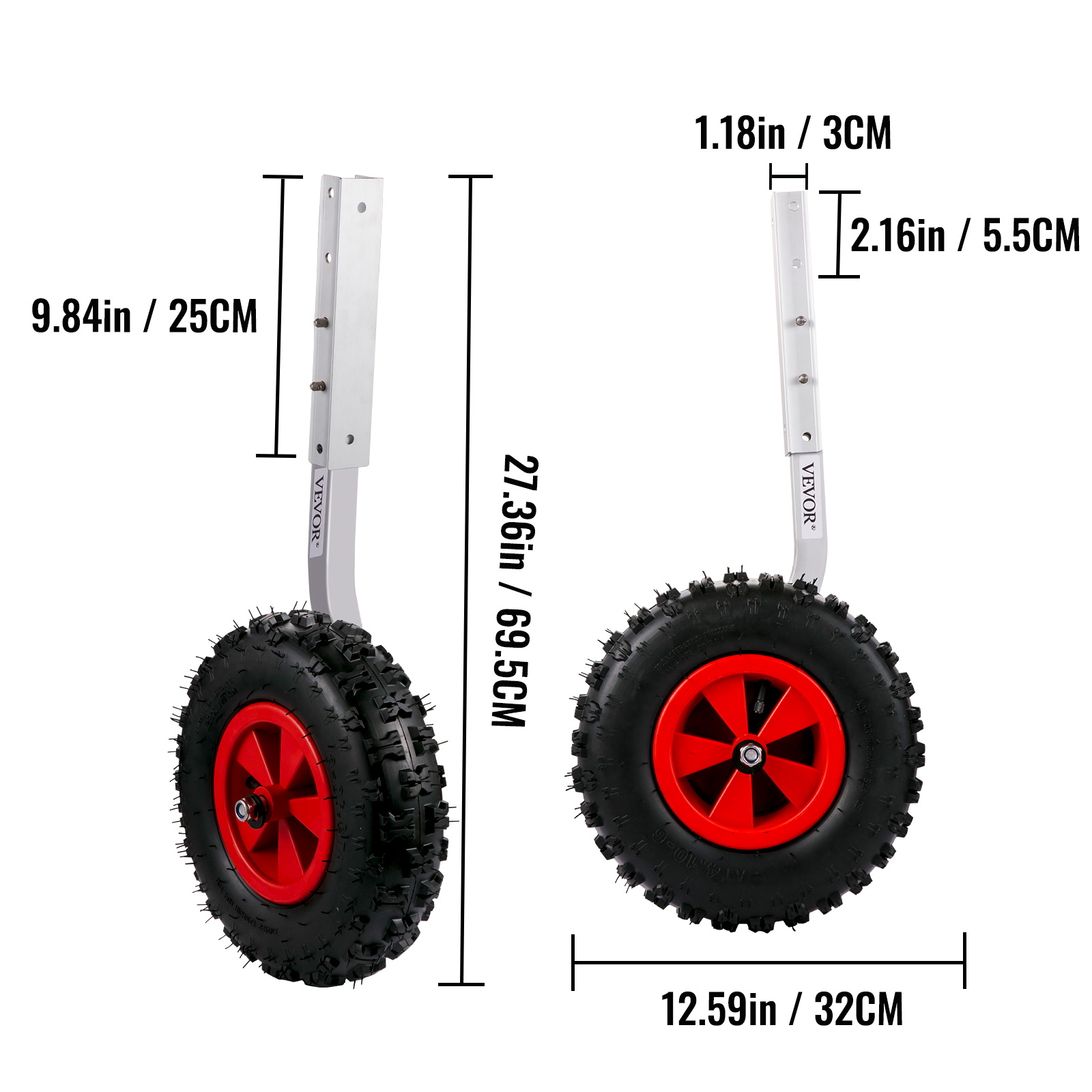 Buy VEVOR Stainless Steel Transom Launching Dolly with 12inches Wheels ...