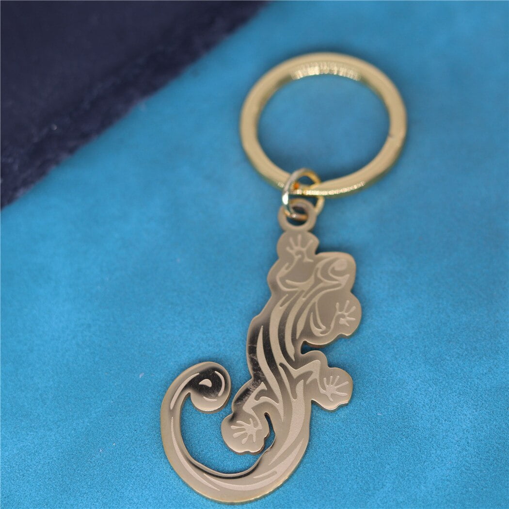 Stainless Steel Gecko Keychain For Women Men Lucky Viking Amulet Lizard ...