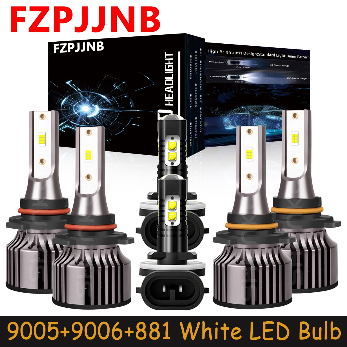 FZPJJNB for 2000-2005 Chevy Blazer 6X LED Headlights High Low Beam Fog ...