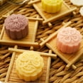 100g Mooncake Mold 4 Flowers Stamps Round Barrel Hand Press Moon Cake ...