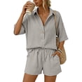 Casual Fashion Shorts Pure Color Blend Shirt And Shorts Coordinated ...