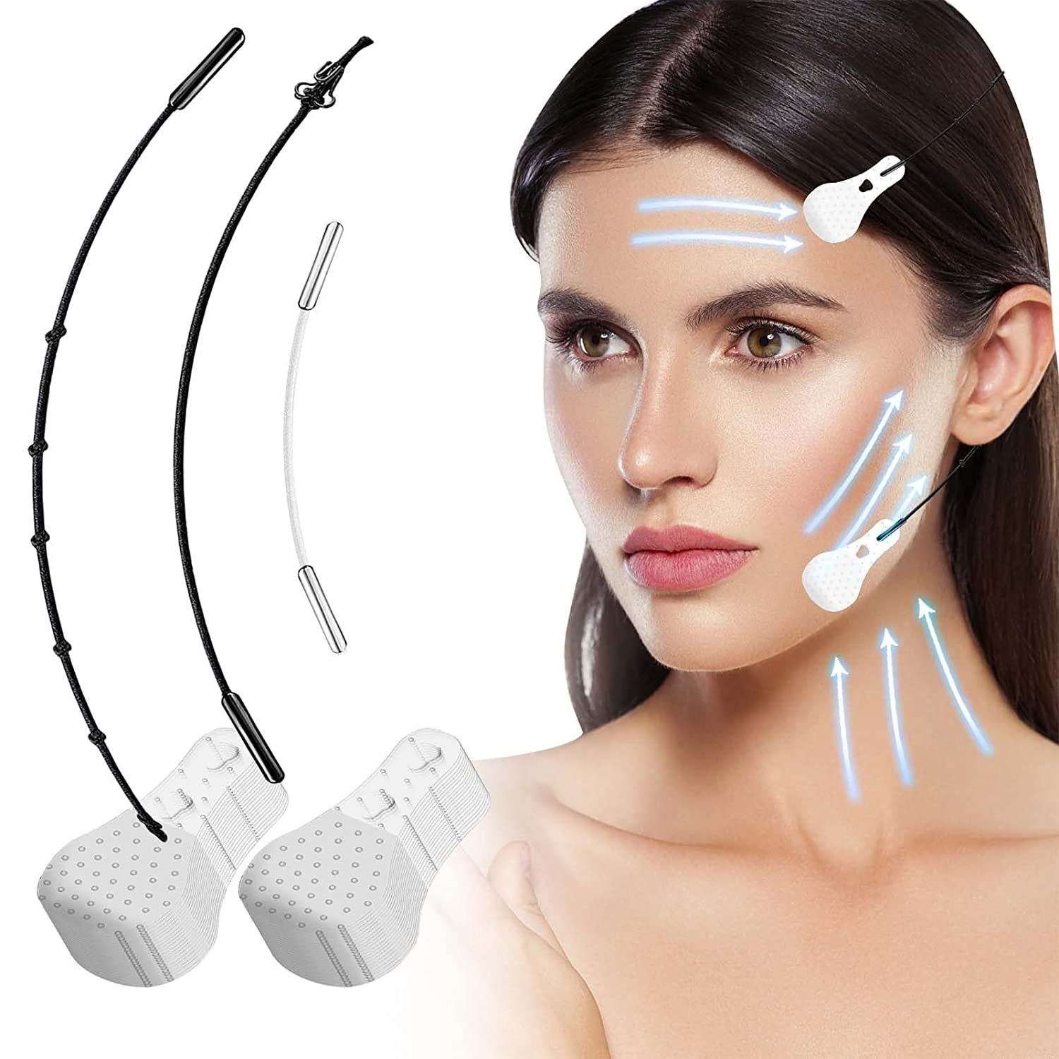 Face Lift Tape with 3 Fixed Ropes, Scheam 60 Pcs Face Tape Lifting ...