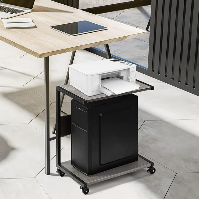 Computer Tower Stand,PC Stand 2-Tier Metal CPU Stand with Wheels for ...