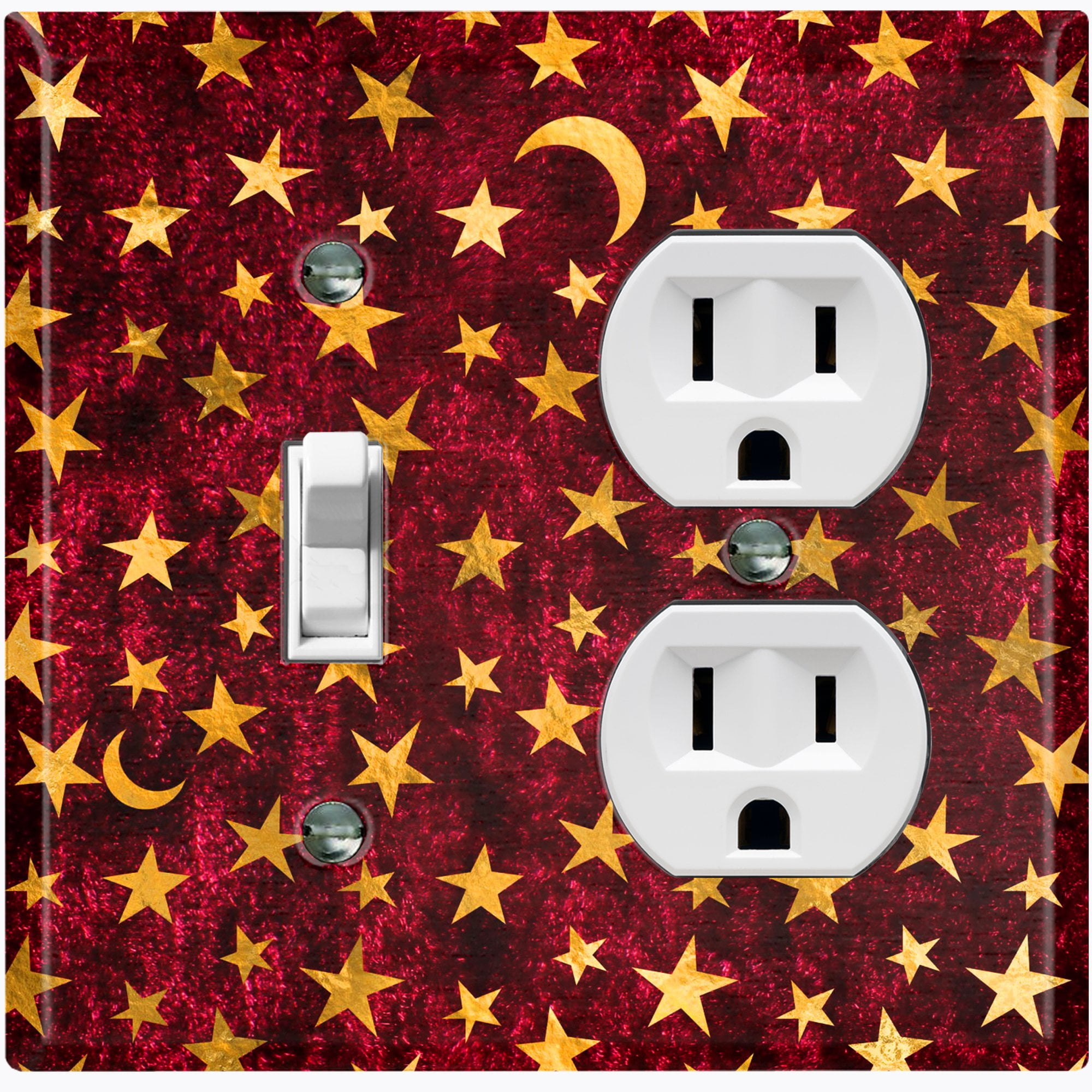 Metal Light Switch Plate Cover Elegant Starry Night Maroon Tile FRA025 ...