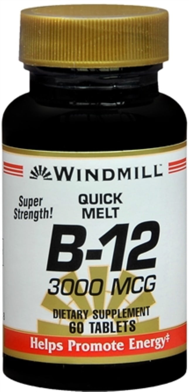 Windmill B-12 3000 mcg Quick Melt Tablets 60 Each (Pack of 2) - Walmart.com
