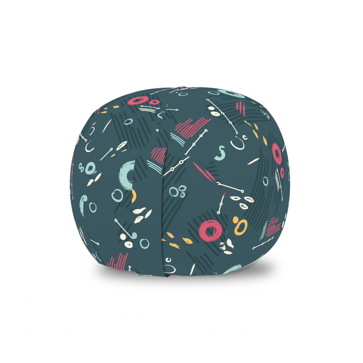 Geometric Storage Toy Bag Chair, Memphis Style Shapes Ring Circles ...