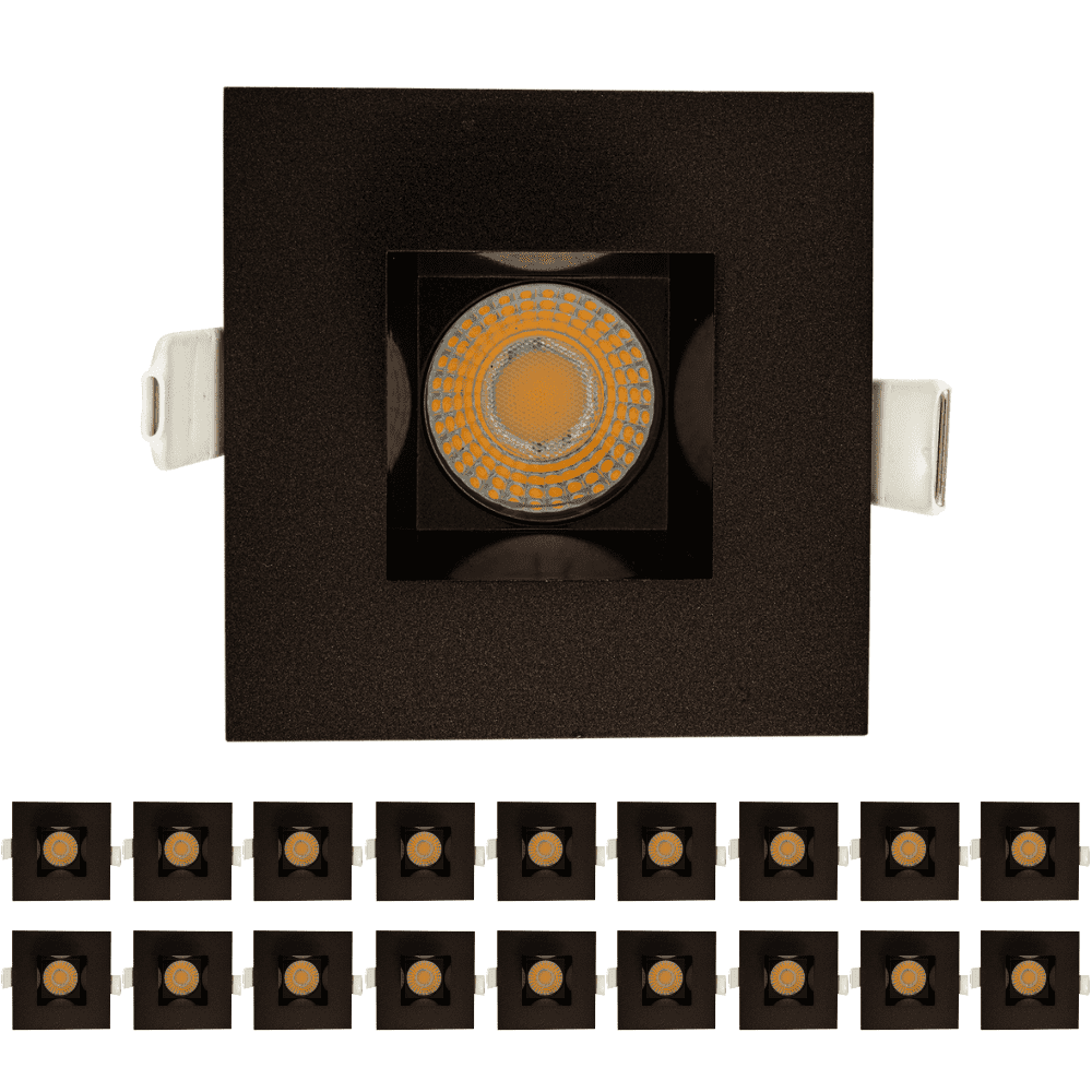 Perlglow 18 Pack 2 inch Square Bronze Downlight Luminaire, LED Recessed ...