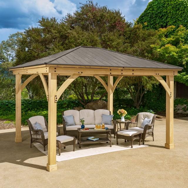 Yardistry 12' x 14' Meridian Gazebo – Premium Cedar Wood Structure with ...