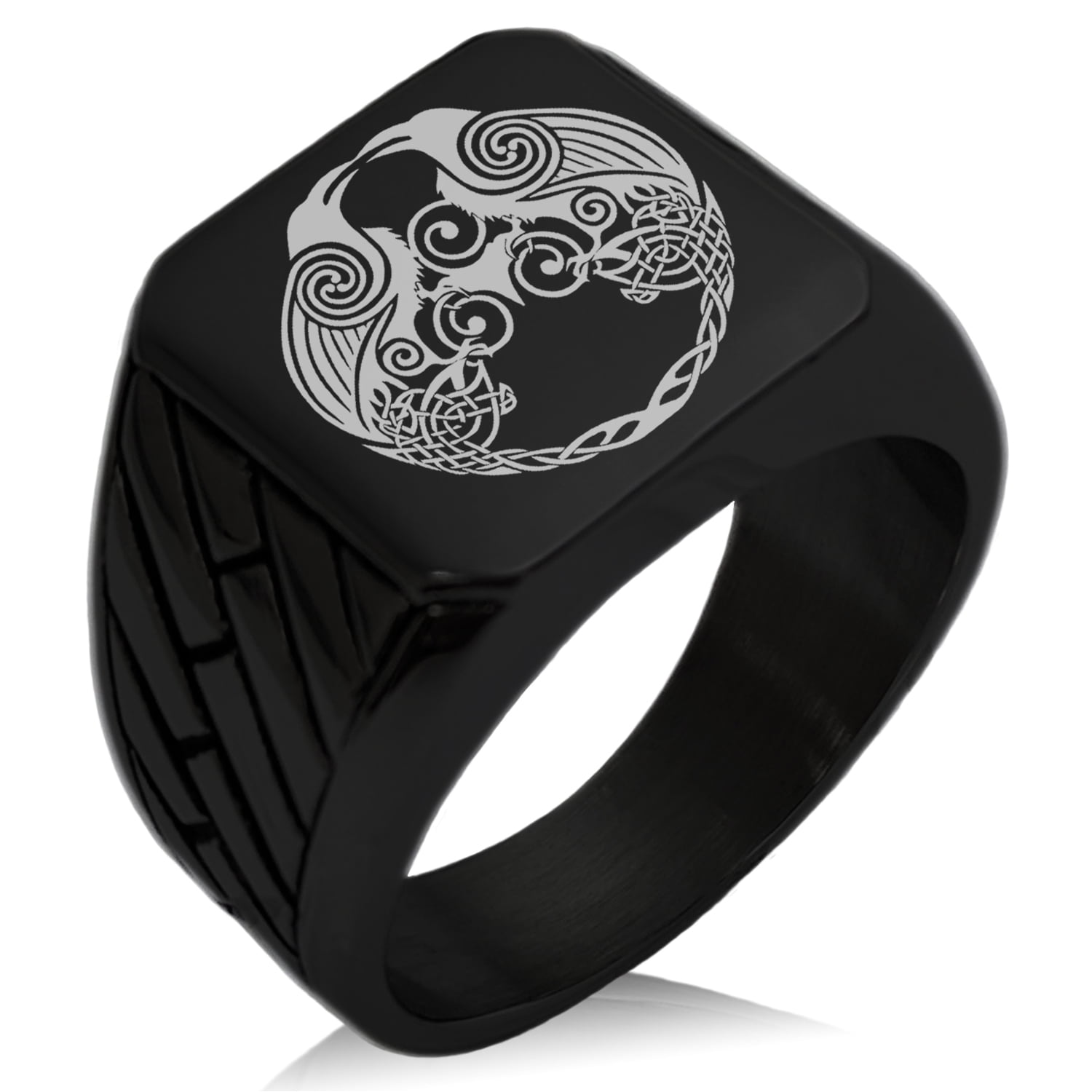 Stainless Steel Yggdrasil Huginn & Muninn Odin's Ravens Geometric ...